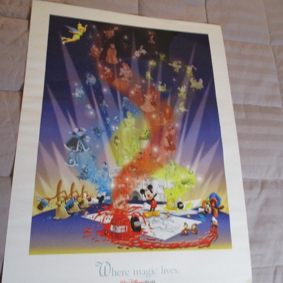 Disney | Accents | Vintage Walt Disney World Where Magic Lives Poster 8 ...
